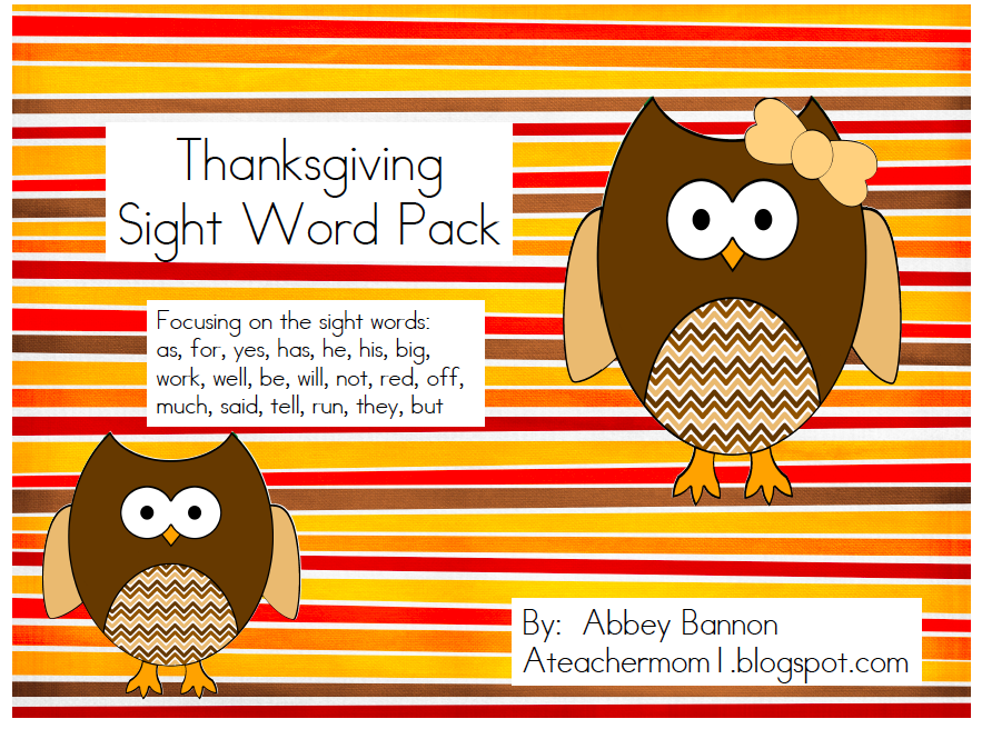 Teacher Mom: Bonus Letter Pack and Thanksgiving Sight Words