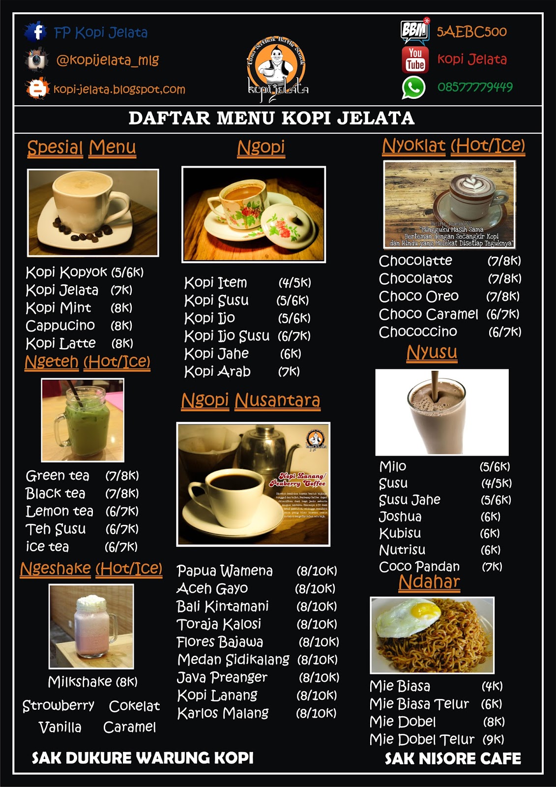 Daftar Menu Terbaru KOPI JELATA - Kopi Jelata