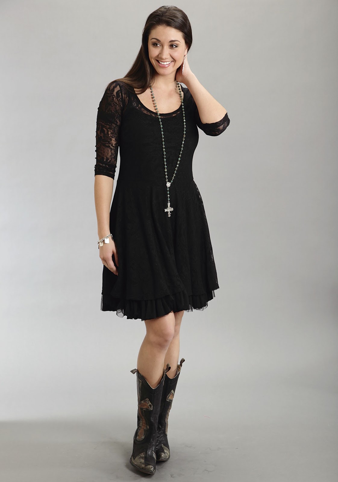 BLACK LACE WESTERN DRESS FOR GIRLS