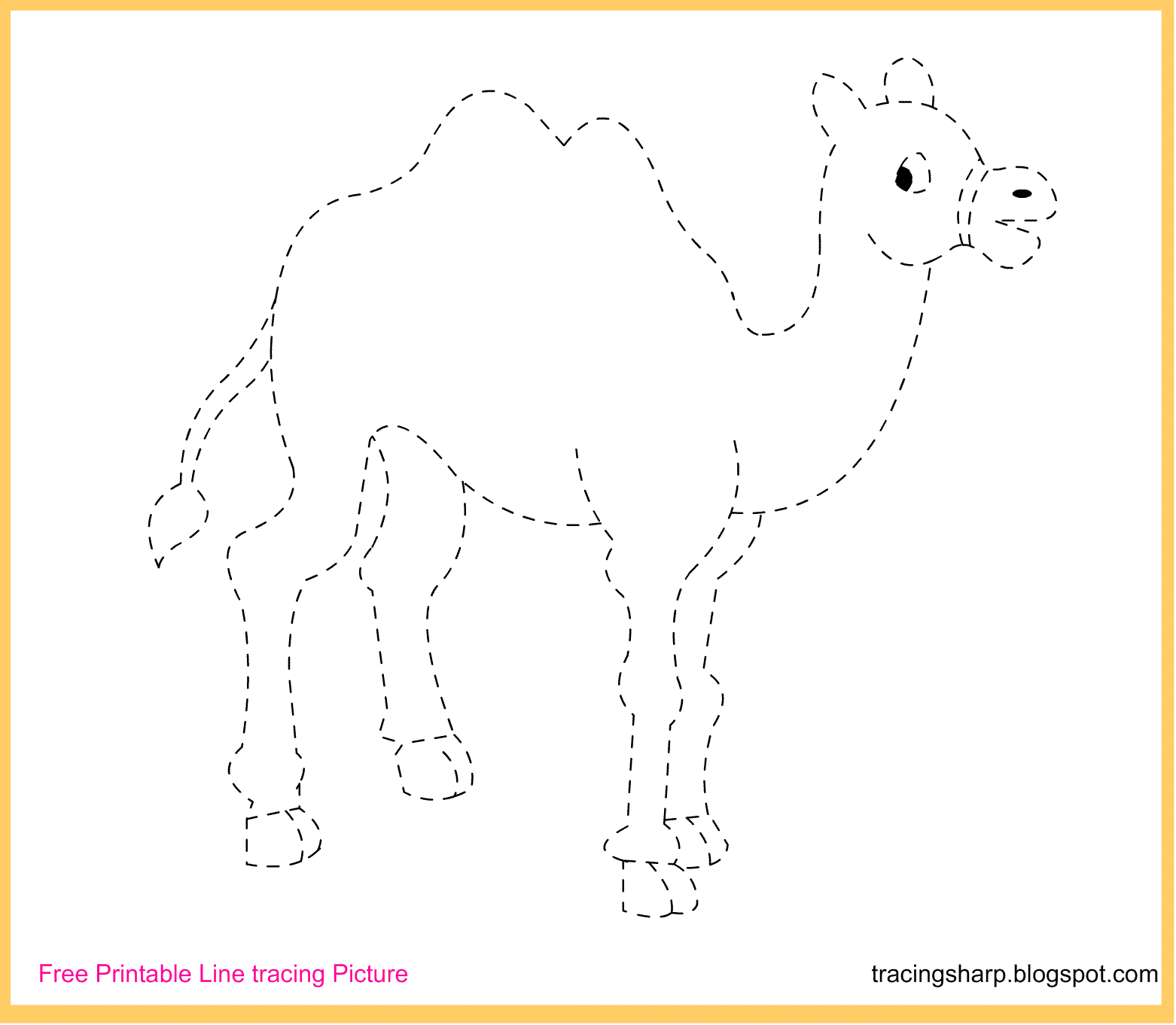 Free Tracing Line Printable: Camel Tracing Picture