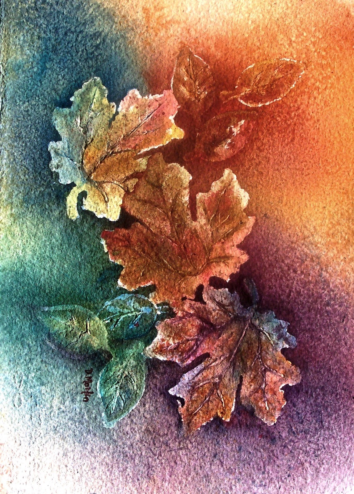 Daily Painters Abstract Gallery: "Leaves", Original Watercolor Painting ...
