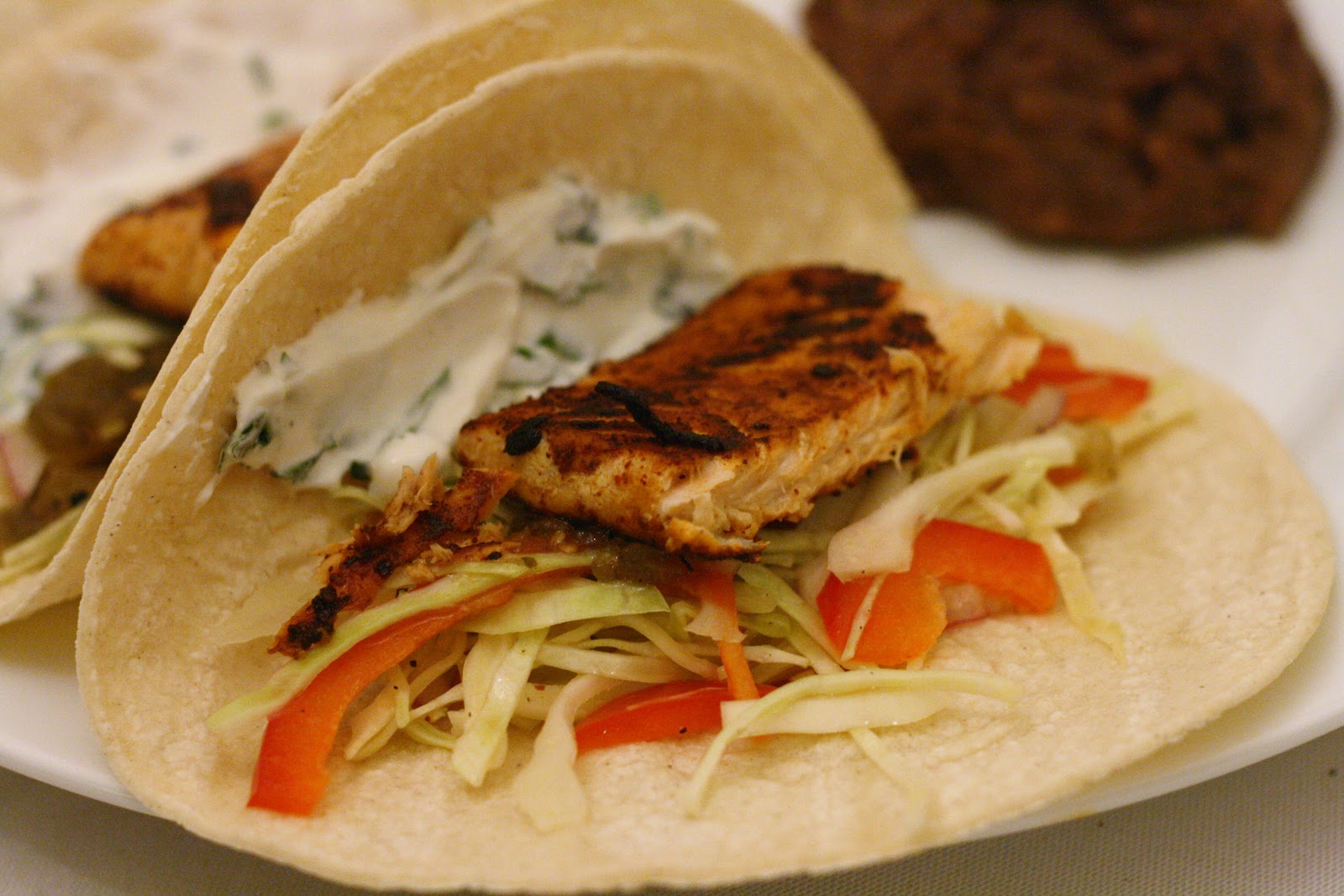 Laine's Recipe Box: Grilled Salmon Soft Tacos