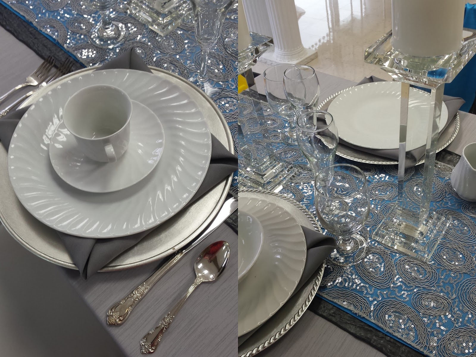 Grand Rental Station Fairview Heights IL: Silver and Cobalt Table ...