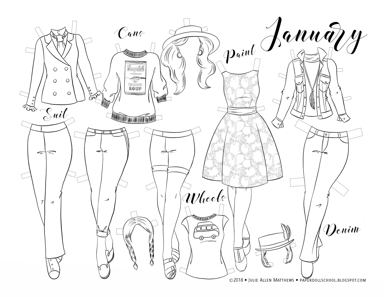 Paper Doll School: January Paper Doll - Set 4