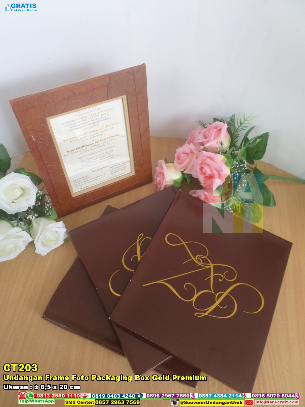 Undangan Frame Foto Packaging Box Gold Premium | Souvenir Pernikahan