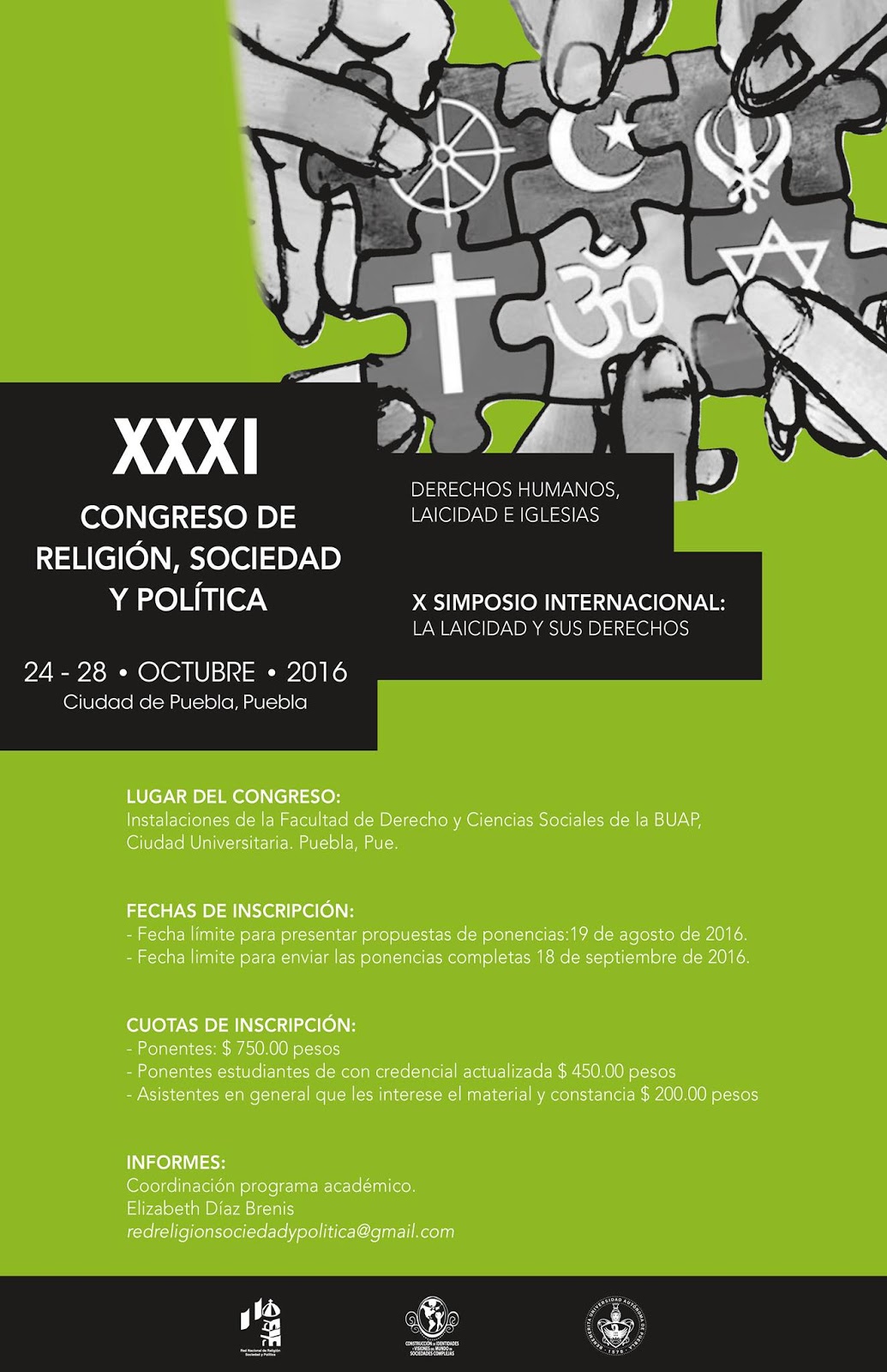 XXXI Congreso de Religión, Sociedad y Política (ALER-FDCS BUAP)