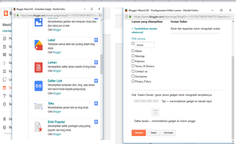 Cara Membuat Laman Pada Blog di Blogger.com - Mesin CAD