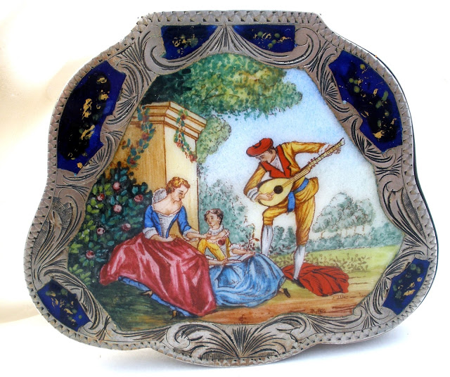 The Jewelry Lady's Store: Hand Painted 800 Silver Enamel Compact
