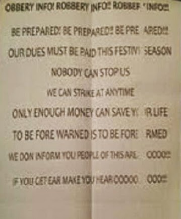 Armed Robbers Send Christmas Robbery Intention Letters To Lagos ...