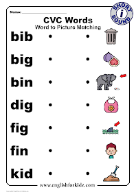 English for Kids Step by Step: CVC Words Worksheets: Short I Sound