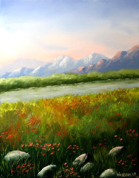 Daily Painters Abstract Gallery: Mark Webster - Sunrise at the Mountain ...