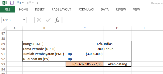 FUNGSI PV (PRESENT VALUE) DAN FV (FUTURE VALUE) - Belajar Rumus Excel ...