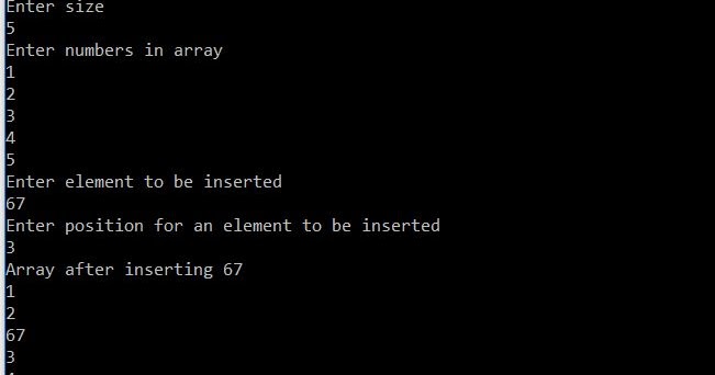 All C Programs: Program 108:Insert an element into an array at a ...