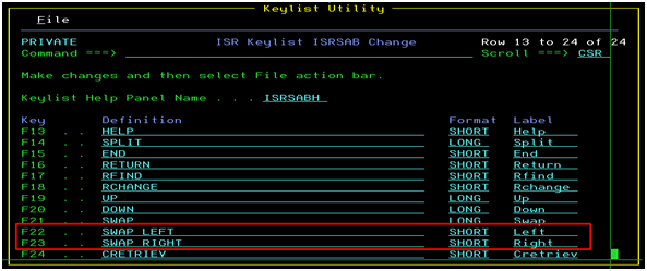 mainframeseverywhere: ISPF - SWAPBAR + SCRNAME + KEYS