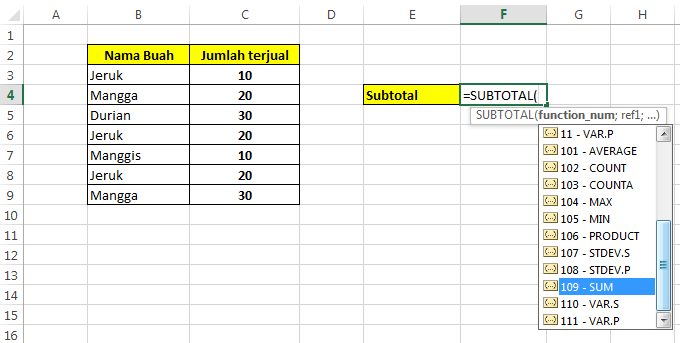Program312: SUMIF dan SUBTOTAL