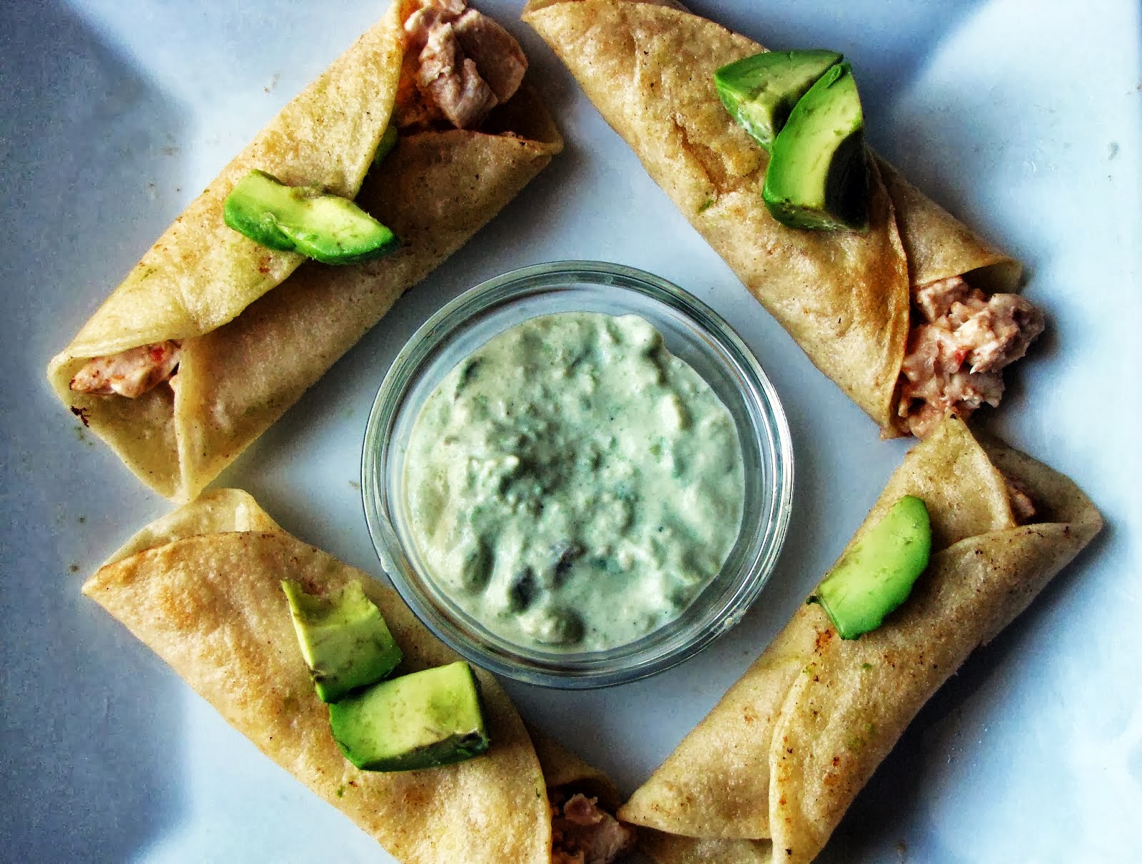 Off The Menu: Chicken Flautas Tex Mex Party With Avocado Dipping Sauce