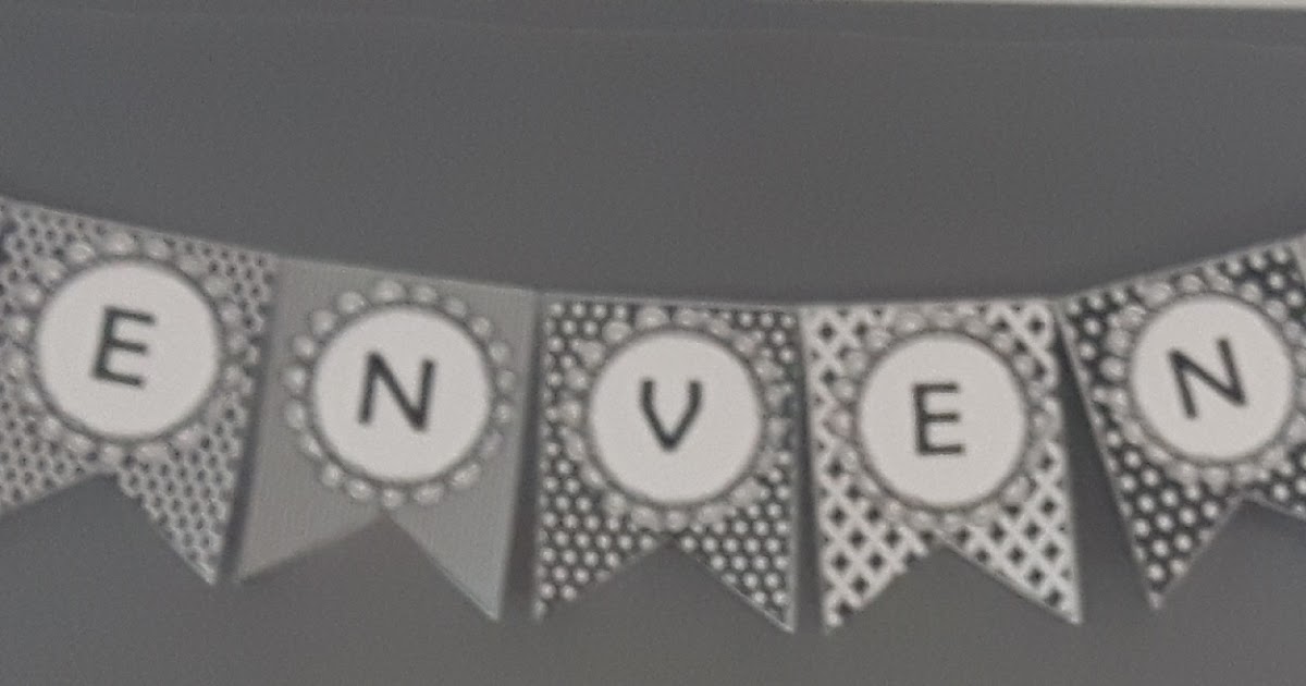 la classe de caro.: Fanion - Bannière « BIENVENUE » noir et blanc