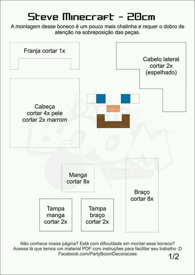Minecraft em Feltro com Molde de Todos da Turma - Molde para Artesanato ...