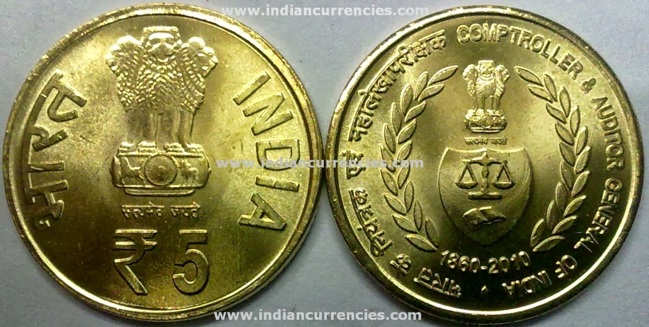 WORLD OF CURRENCY INDIA 5 RUPEES COIN COMPTROLLER AUDITOR GENERAL OF world-of-currency-india-5-rupees-coin-comptroller-auditor-general-of