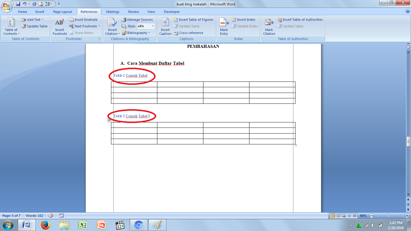Cara Membuat Daftar Tabel pada Microsoft Word