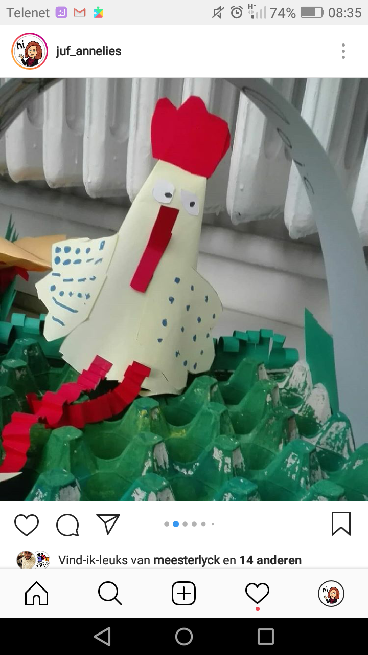 Juf Annelies in de lagere school: Paaskip knutselen (L2)