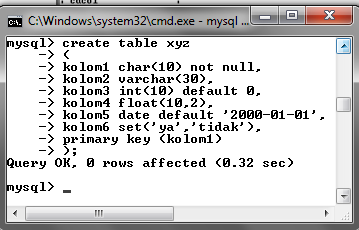 MySQL dengan menggunakan Command Prompt (CMD) - rivai-namikaze