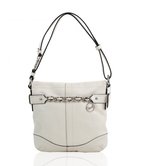 GLORIOUS ELEVEN ONLINE: Coach Silver White Leather Chain Duffle Bag F19722