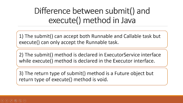 Difference between ExecutorService.submit() and Executor.execute() methods in Java?