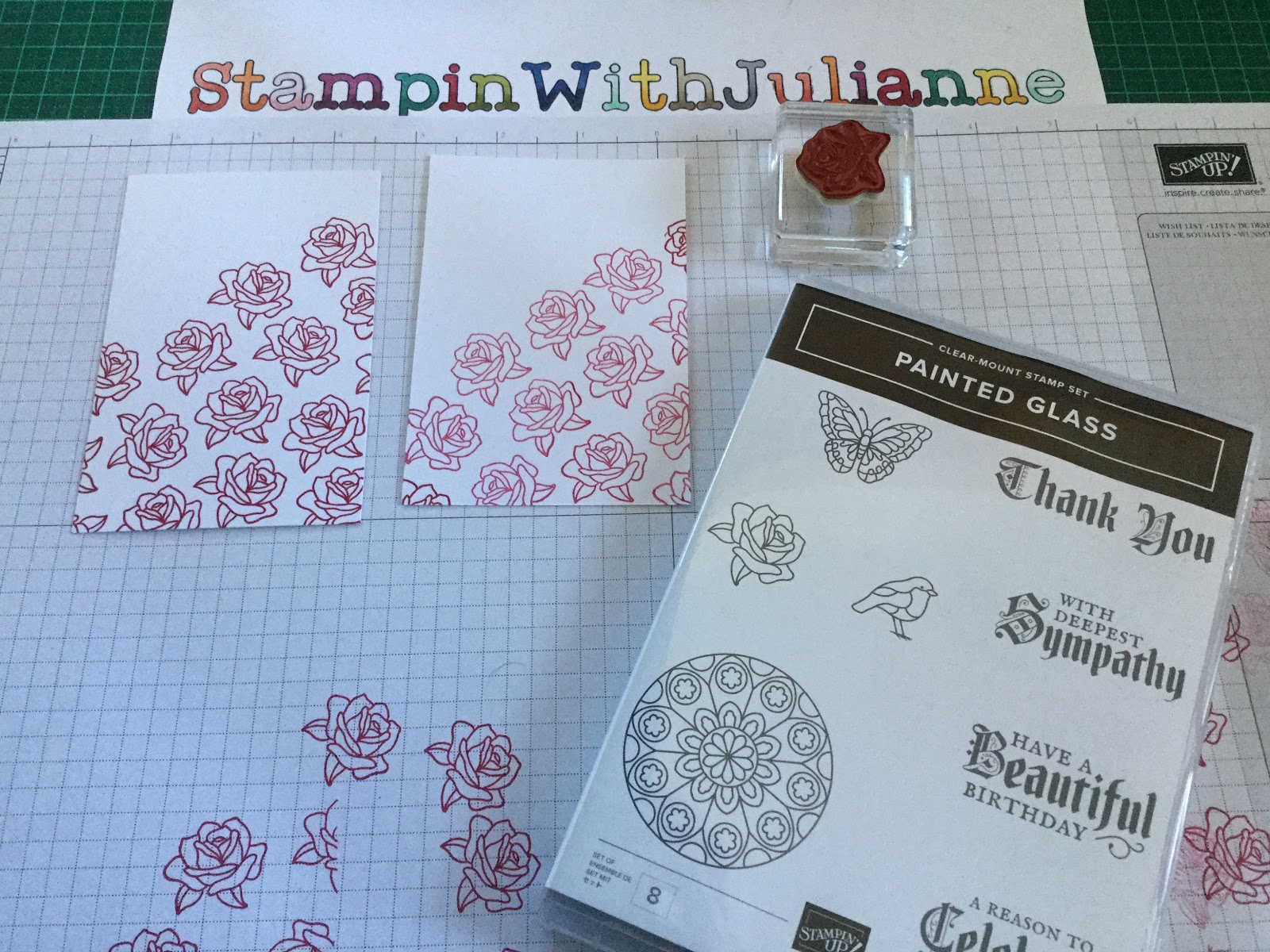 Beautiful Rose Birthday Card featuring the Painted Glass Stamp set ...