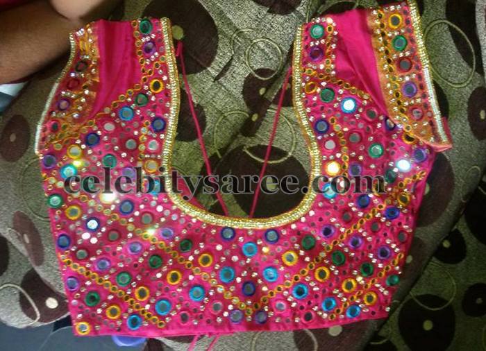 Baby Pink Mirror Work Blouse - Saree Blouse Patterns