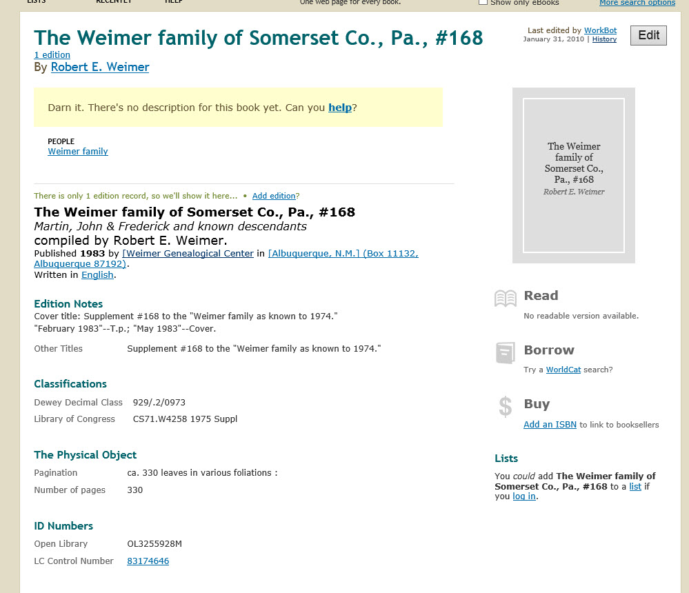 Del's Genealogy Ramblings: My Daughter's In-Laws--The Wimers