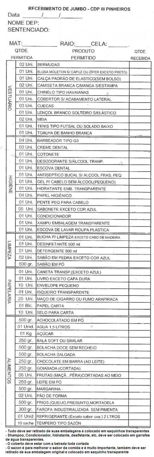 O BLOG DOS BLOGS: Lista do Jumbo do CDPS