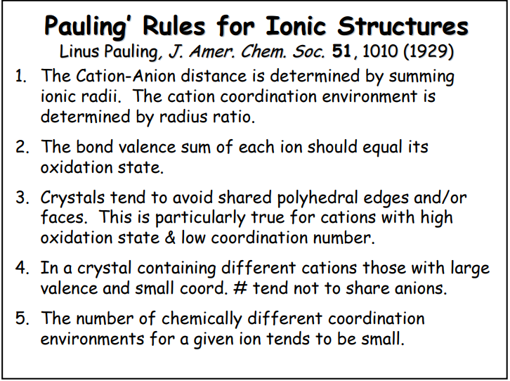 Ionic Bonding Ionic Bonding – Pauling’s Pauling’s Rules and the Rules ...