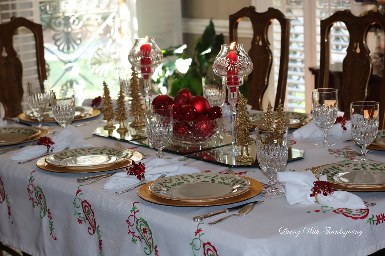 Boughs of Holly Tablescape - Living With Thanksgiving