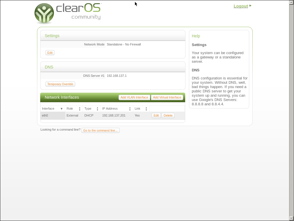 ClearOS install on VirtualBox. - Mr. Linux Head