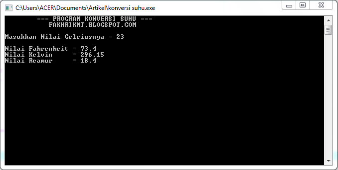 Program Konversi Suhu Dengan C++ - Blog Fakhri