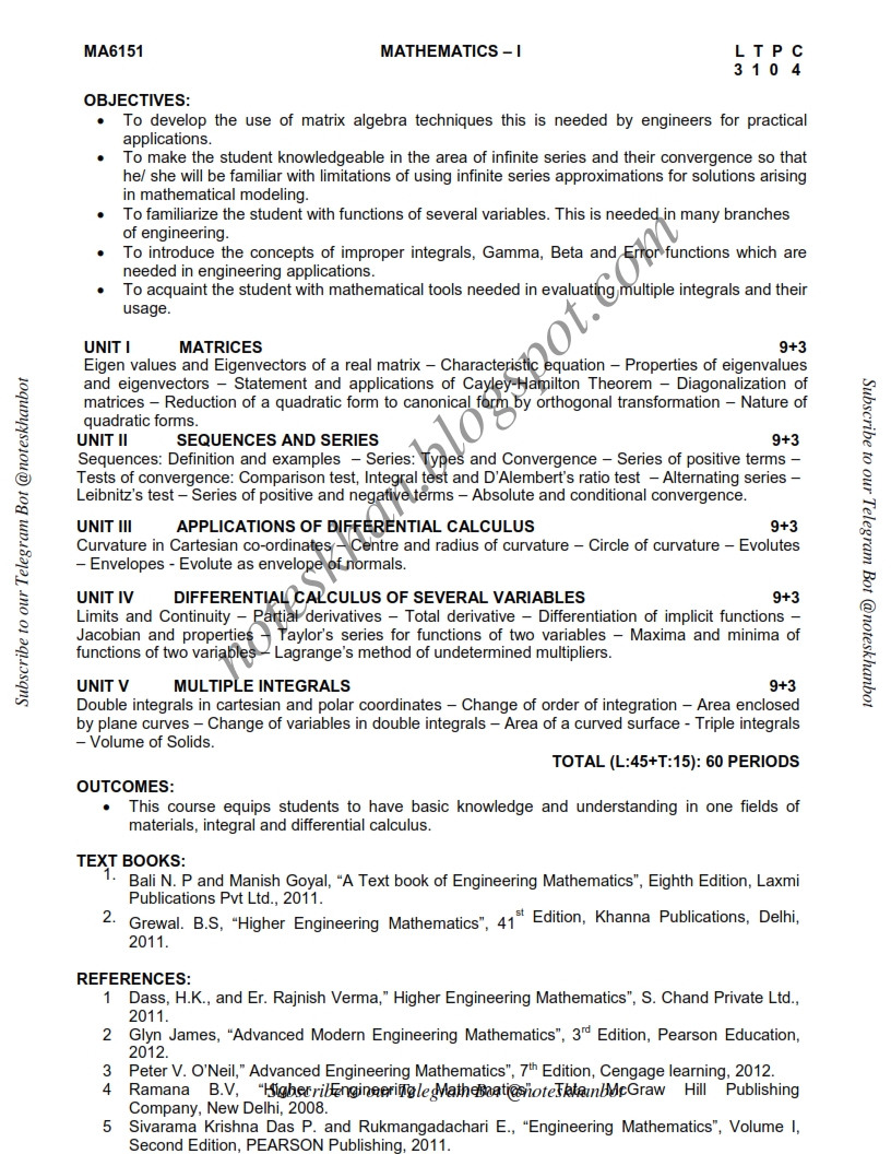 BE-MECH-Syllabus-MA6151-Mathematics I-Semester1-Anna University | ANNA ...