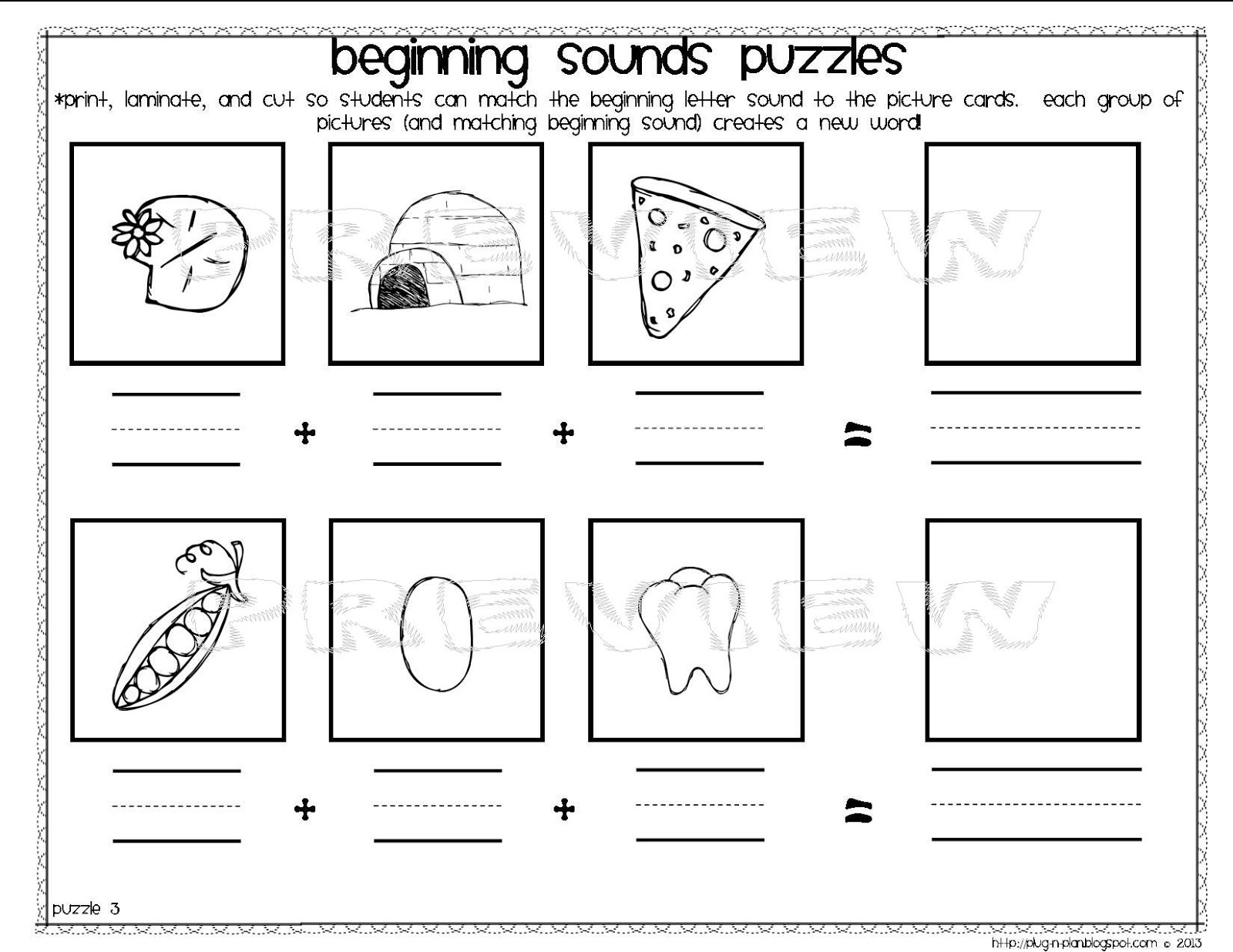 Plug-n-Plan: Beginning of the Year Beginning Sounds