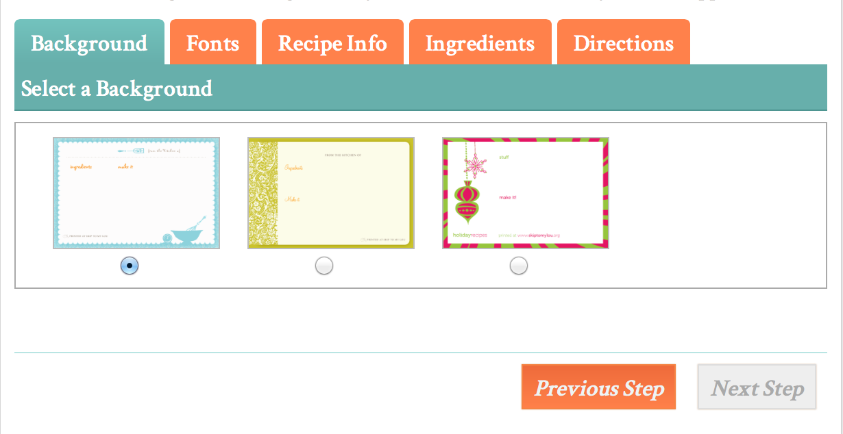 meggiecat: Skip to my Lou Recipe Card Maker