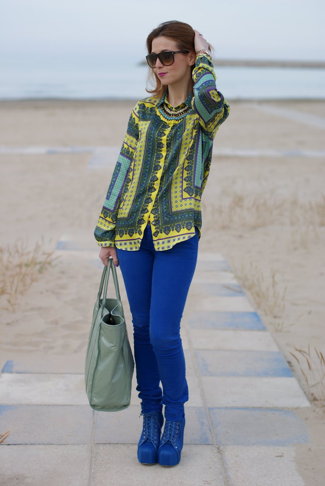 Scarf print shirt and Sheinside sweater | Fashion and Cookies - fashion ...