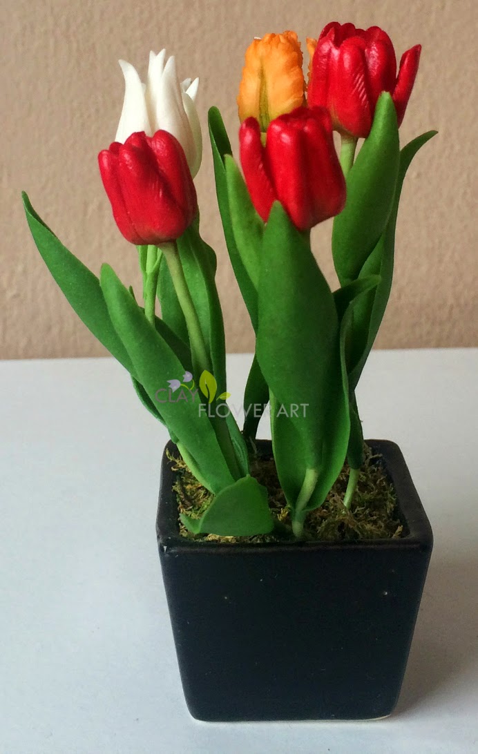 Miniature Tulips - Clay Flower Art