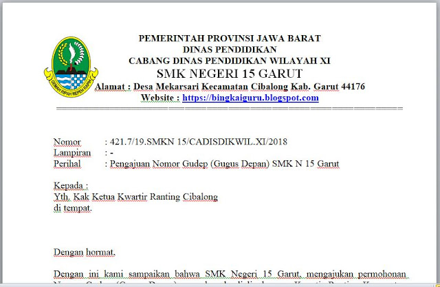 Contoh Surat Pengajuan Nomor Gudep (Gugus Depan) Sekolah Gerakan ...