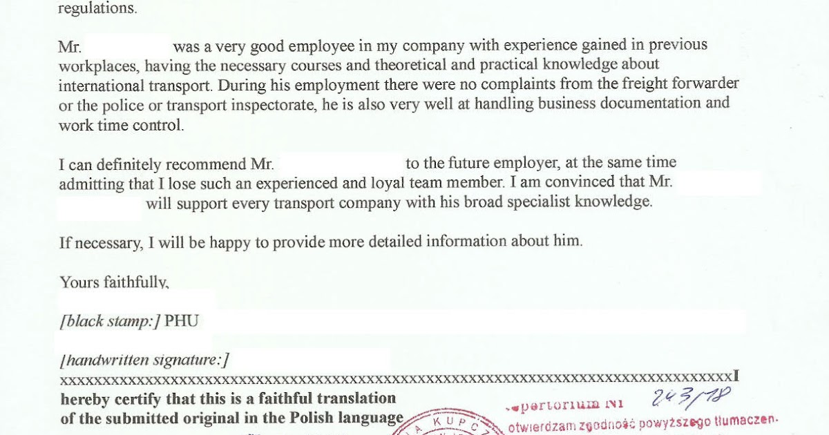 Trucking_EU: Reference Letter for Truck Driver