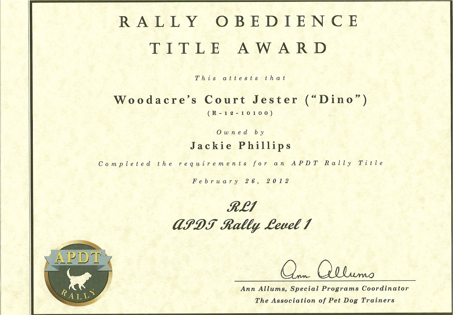 "Dino" 2005 to 2020: February 2012