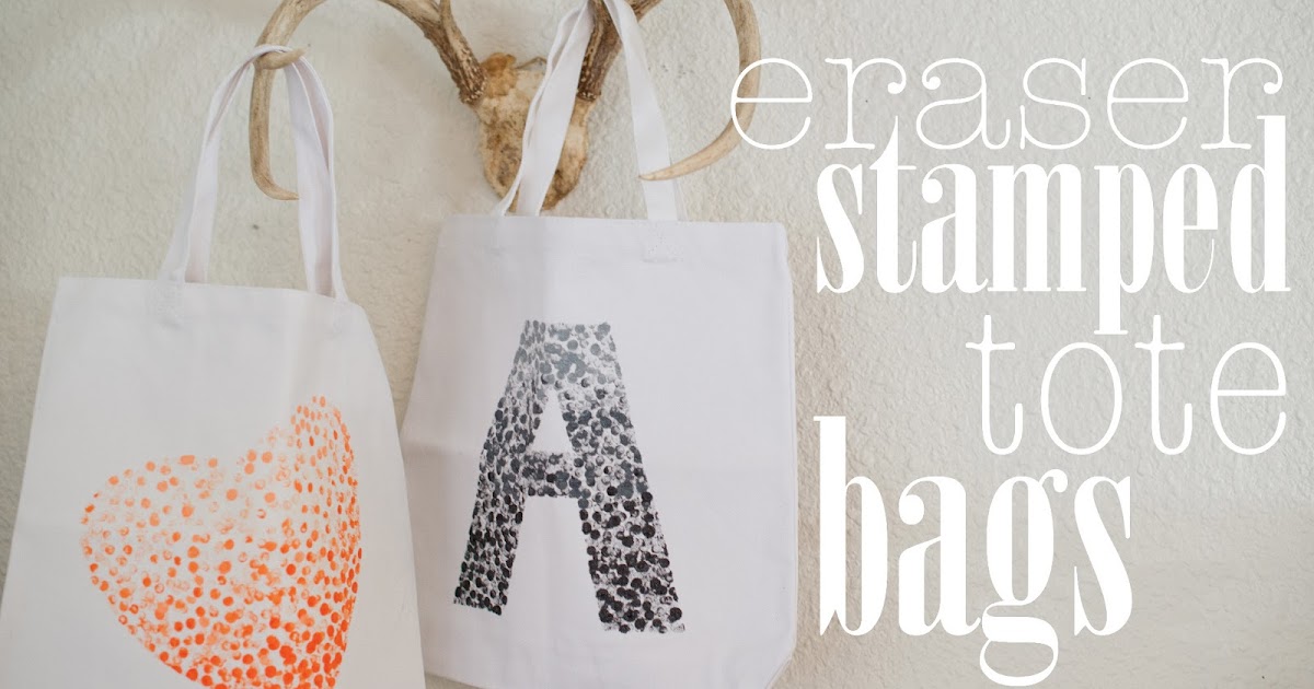 Domestic Fashionista: DIY Eraser Stamped Tote Bag Tutorial