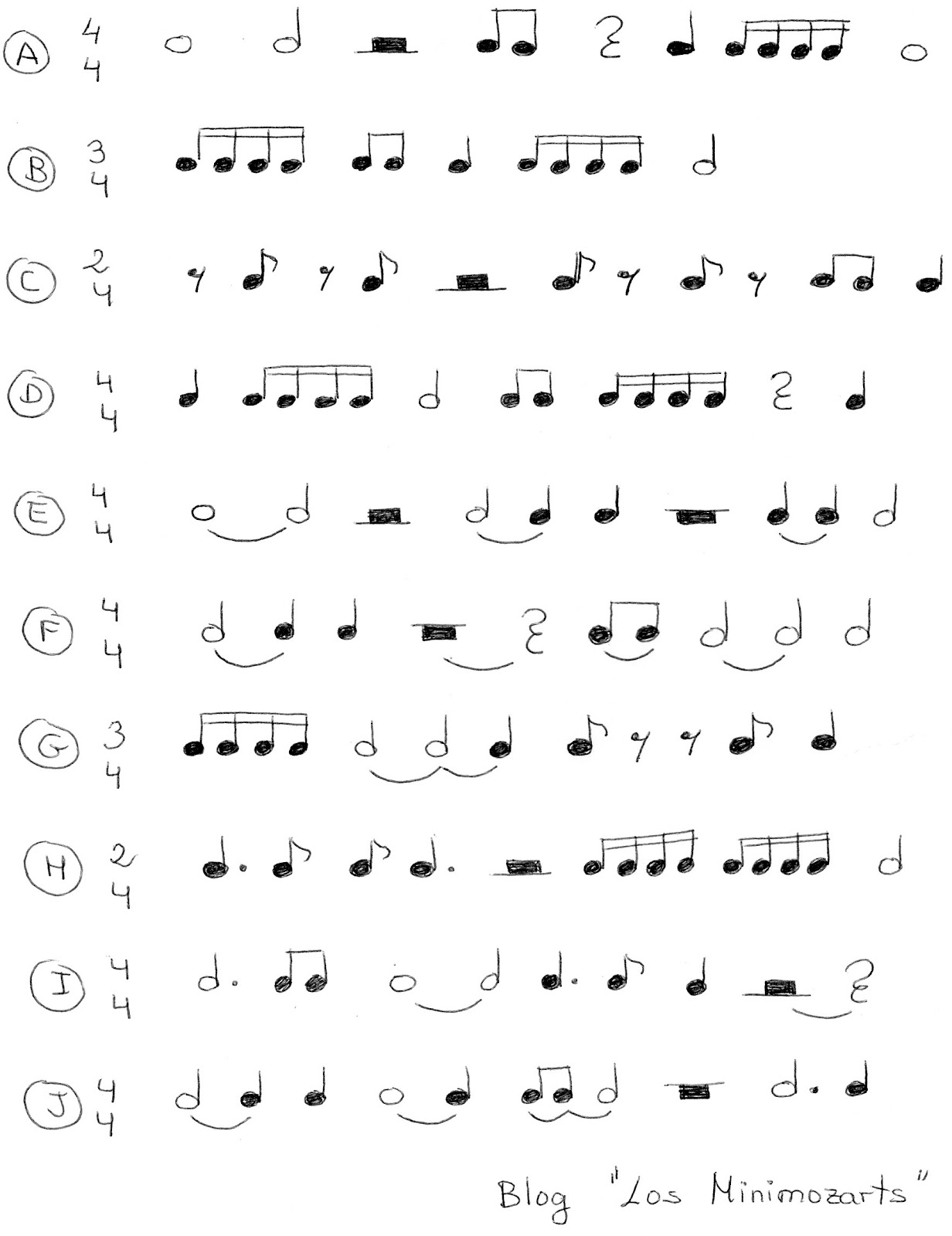 Blog de música. Los Minimozarts: Ejercicios rítmicos y sobre el valor ...