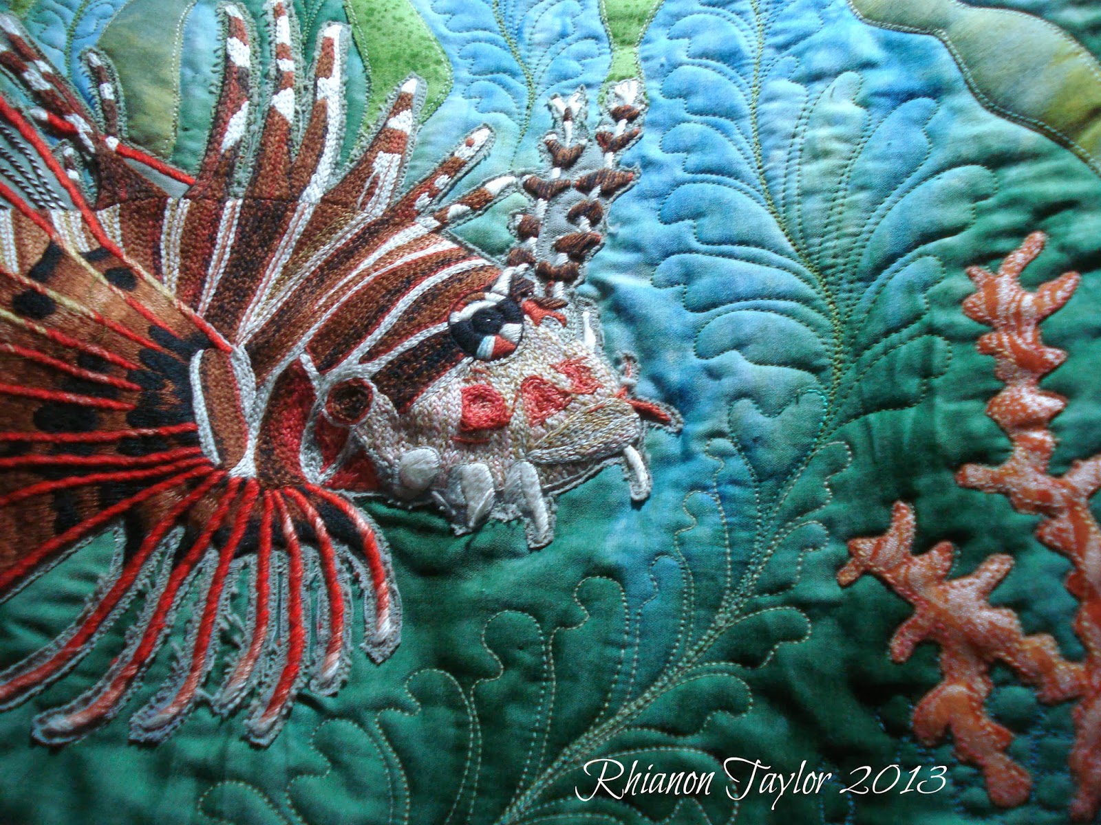 The Nifty Stitcher: Hand Embroidered Tropical Fish Wall Hanging