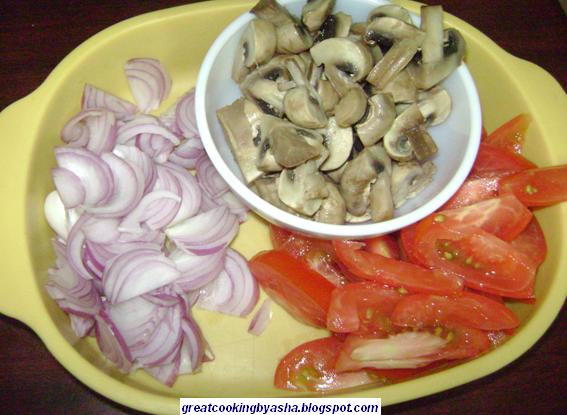 Great Indian Cooking By Asha: Mushrooms Capsicum Curry