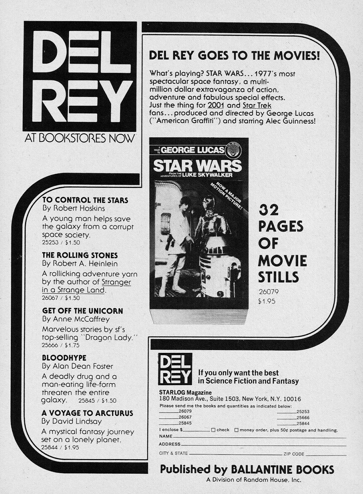STARLOGGED - GEEK MEDIA AGAIN: 1977: STAR WARS DAY: EARLY NOVEL ADVERT