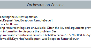Error in Orchestrator Web console and Web Service after moving Database